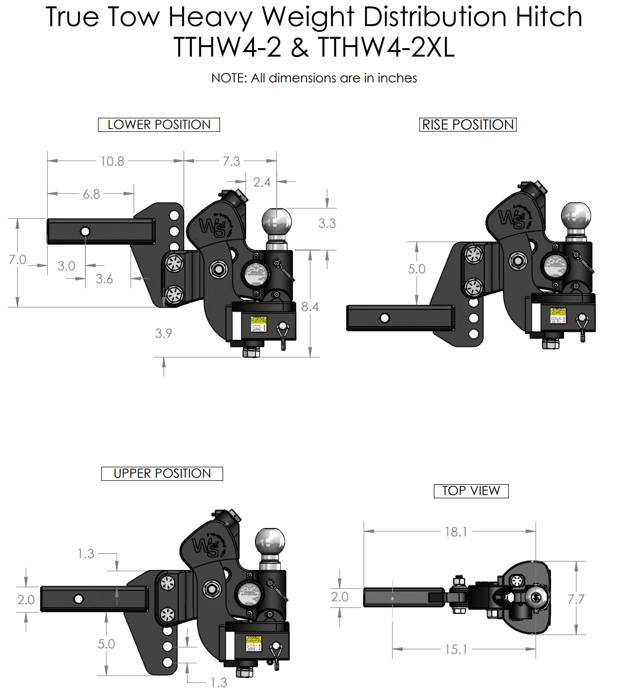 Weigh Safe TTHW4-2XL-SET True Tow Heavyweight Weight Distribution Hitch ...