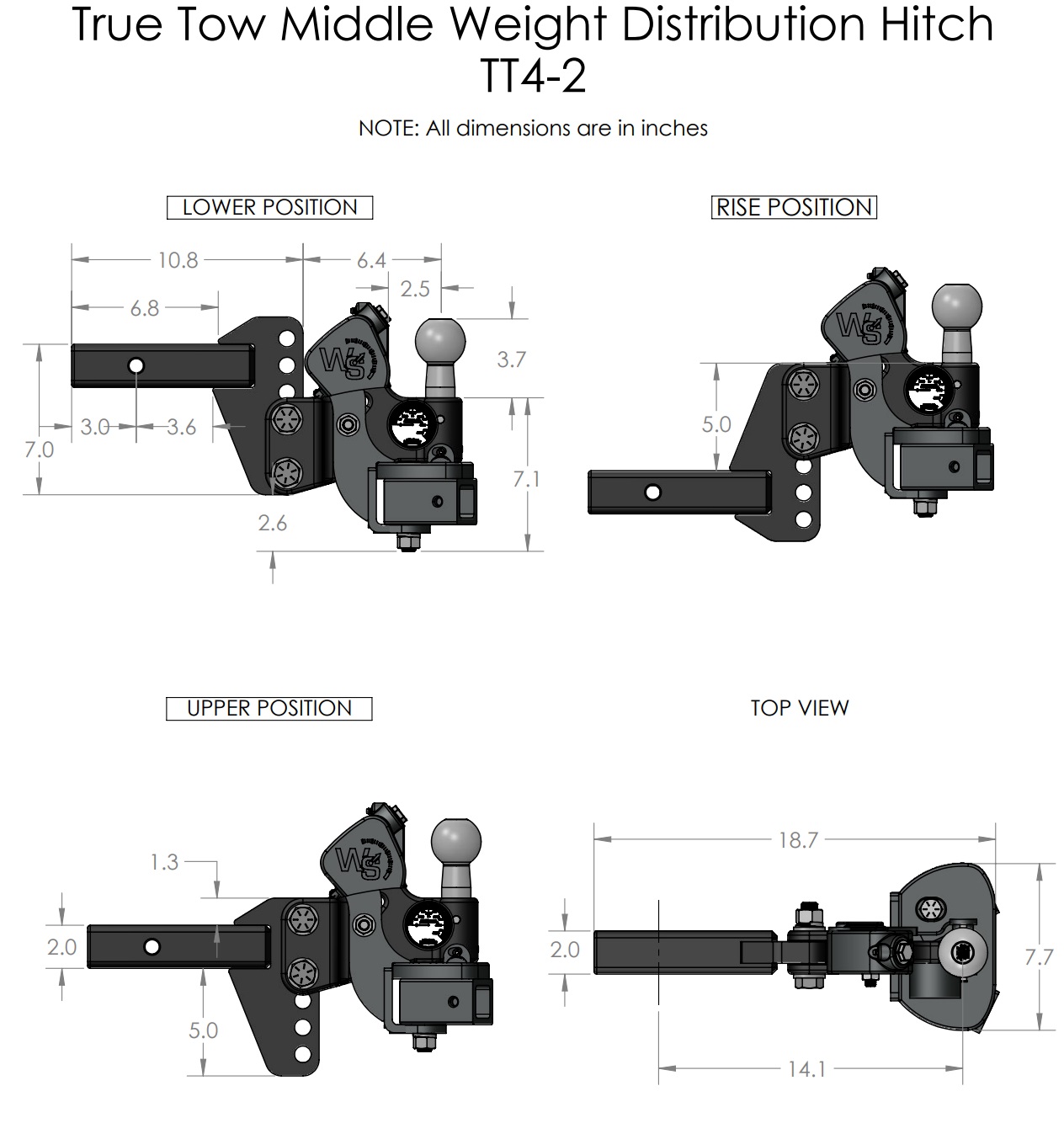 Weigh Safe TTMW4-2XL-SET True Tow Middleweight Weight Distribution ...