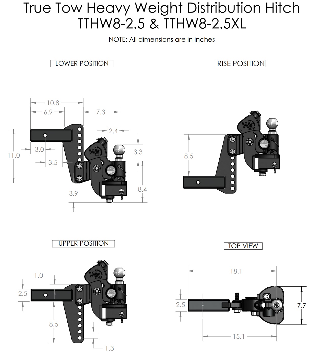 Weigh Safe TTHW8-2.5XL-KA True Tow Heavyweight Weight Distribution ...